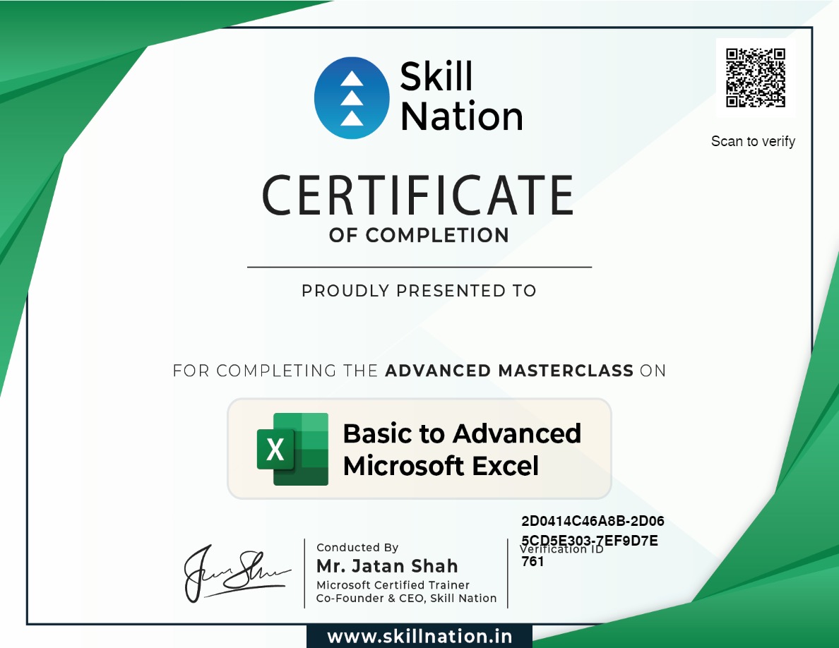 Your Certificate – Skill Nation