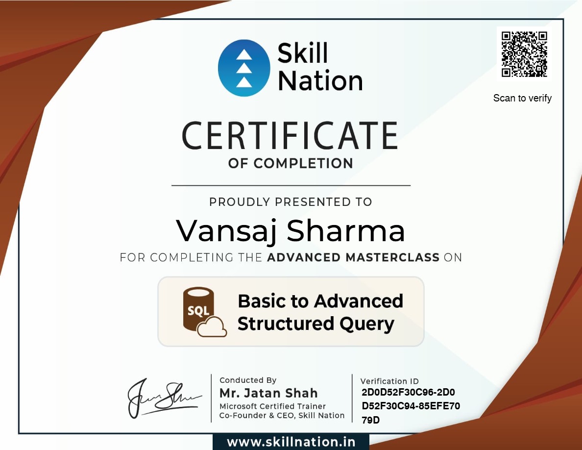 Your Certificate – Skill Nation
